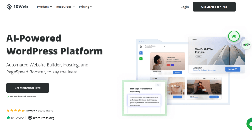 10Web | AI For Effortless WordPress Site Building, Hosting & Optimization